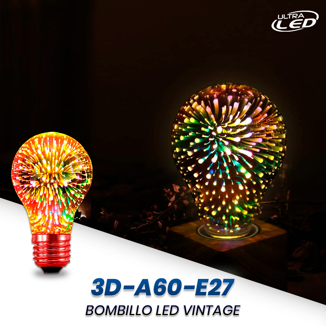 BOMBILLO LED VINTAGE 3W E27 MODELO 3D-A60-E27 – GRUPO ULTRA LED