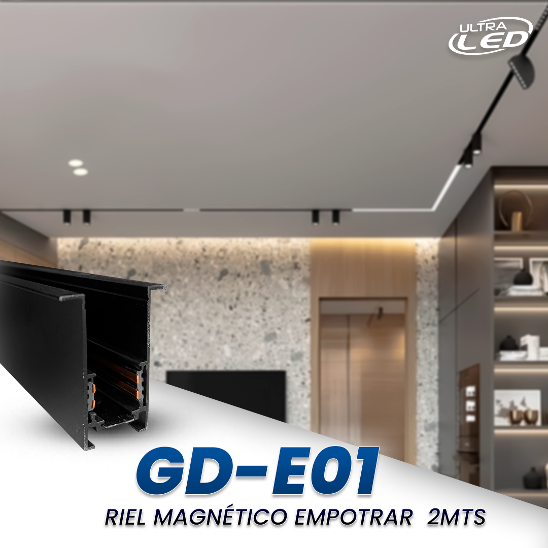 RIEL MAGNETICO EMPOTRAR 2MTS MODELO GD-E01 – GRUPO ULTRA LED