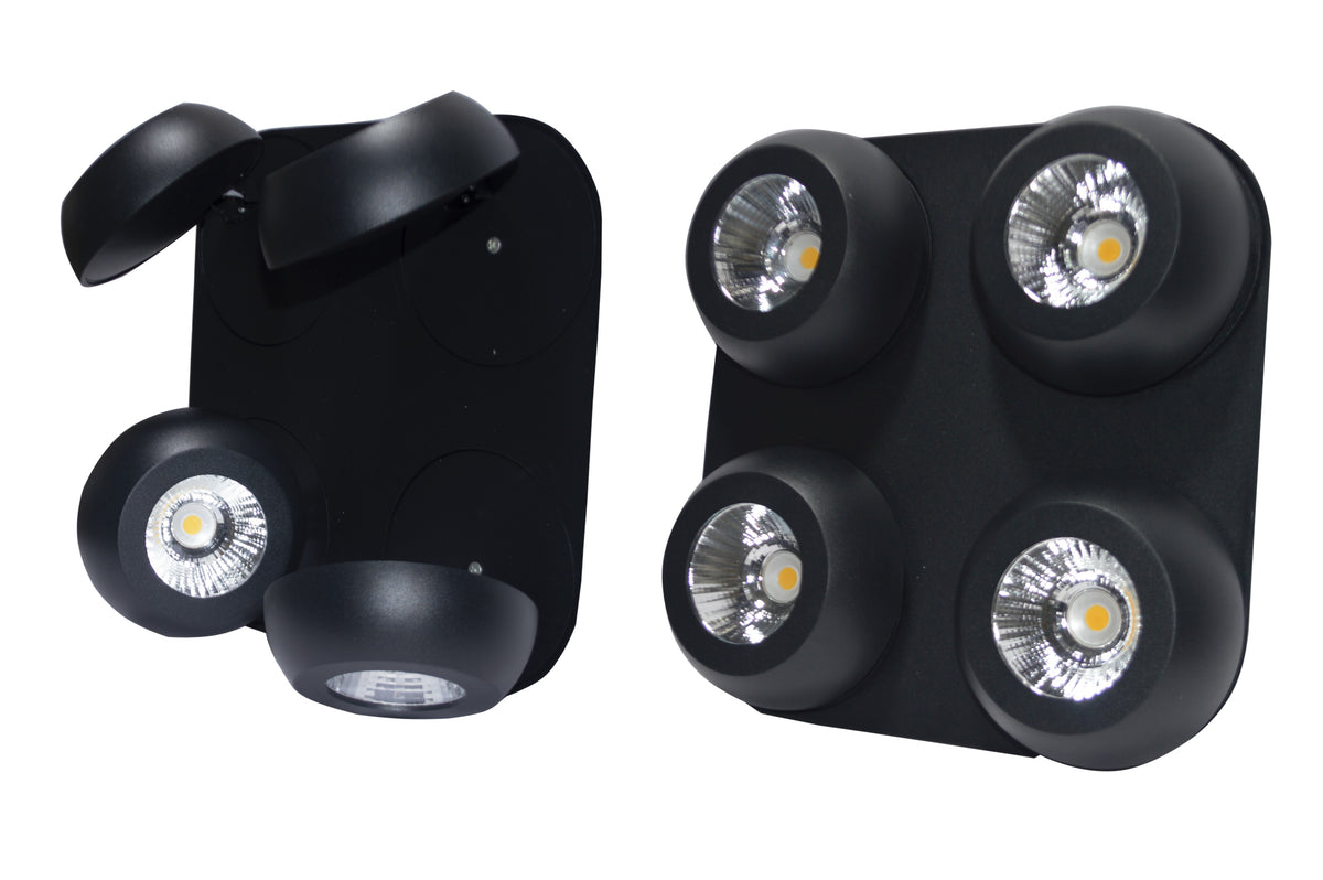 LAMPARA COB SPOT 4F 40W LUZ NEUTRA (4000K) CARCASA NEGRA – GRUPO ULTRA LED